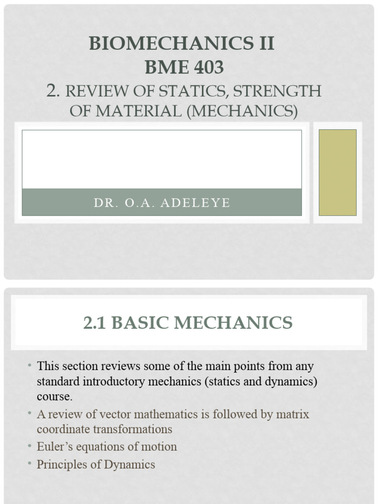Note 2 - Review of Statics, Strength of Material (Mechanics) | PDF ...