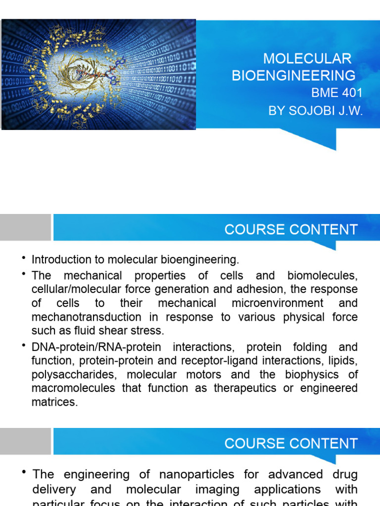 Intro To Molecular Bioengineering | PDF | Engineering | Biology
