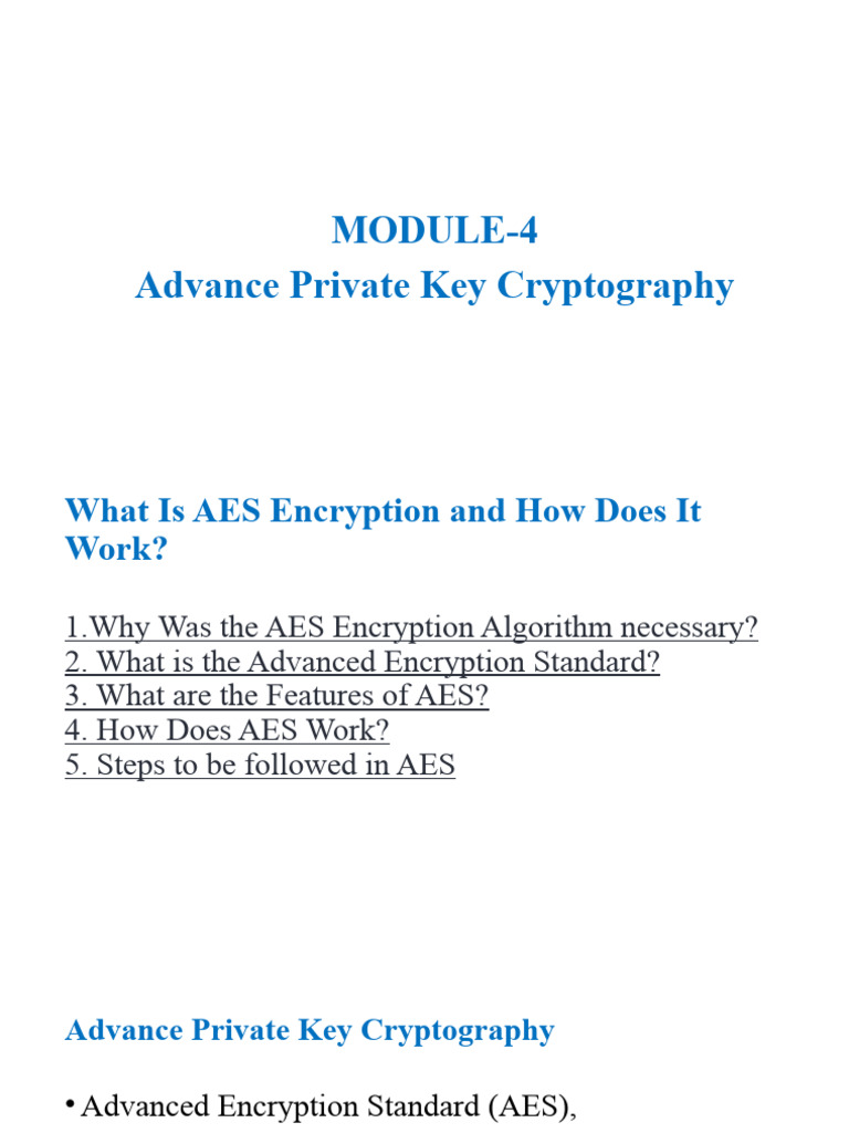 Aes Algorithm - Module-4 | PDF | Cryptography | Cipher