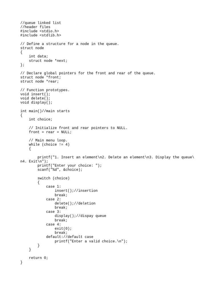 Queue Linked List Pdf Queue Abstract Data Type Pointer Computer Programming 9678