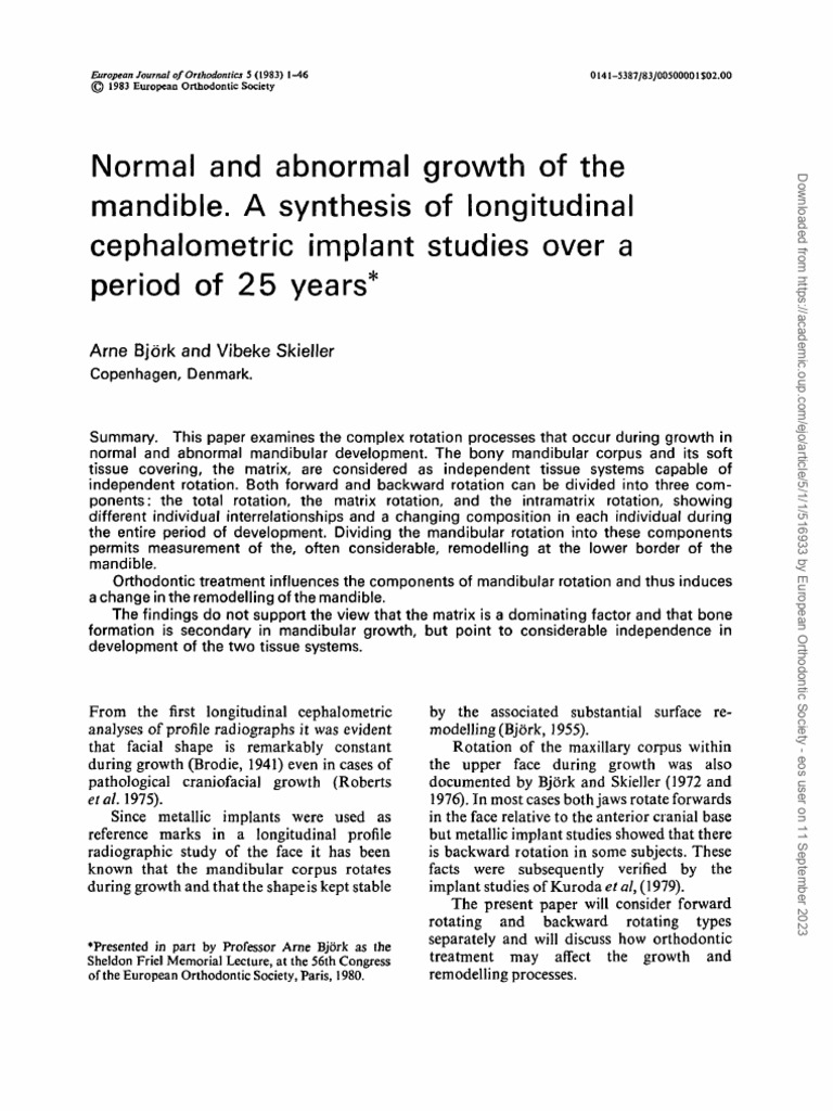 Normal and Abnormal Growth of The Mandible. A Synthesis of Longitudinal ...