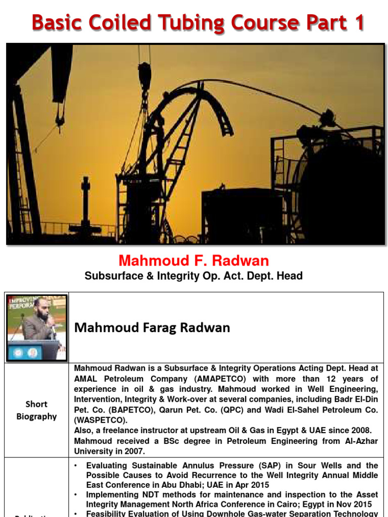 Basic Coiled Tubing Course Part 1 | PDF | Oil Well | Pipe (Fluid ...