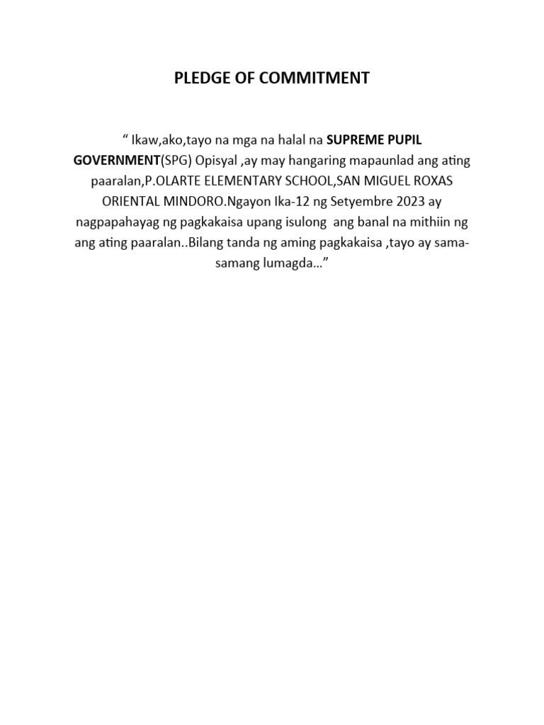 Pledge of Commitment | PDF