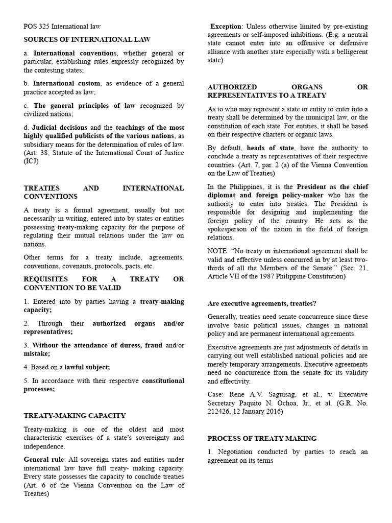 POS 325 International Law | PDF | Treaty | International Law