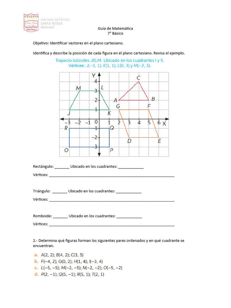 Guía 2 Identificar Vectores en El Plano Cartesiano | PDF