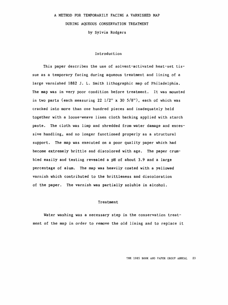 A METHOD FOR TEMPORARILY FACING A VARNISHED MAP DURING AQUEOUS ... A METHOD FOR TEMPORARILY FACING A VARNISHED MAP DURING AQUEOUS ...