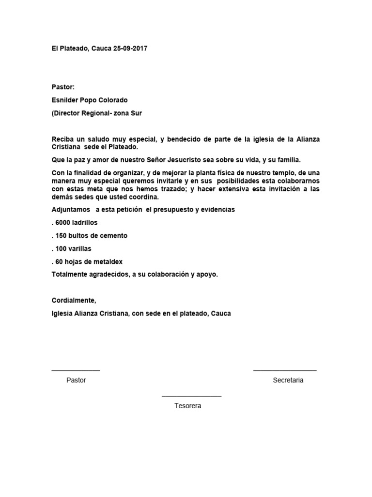 Solicitud de Colaboración para Templo | PDF