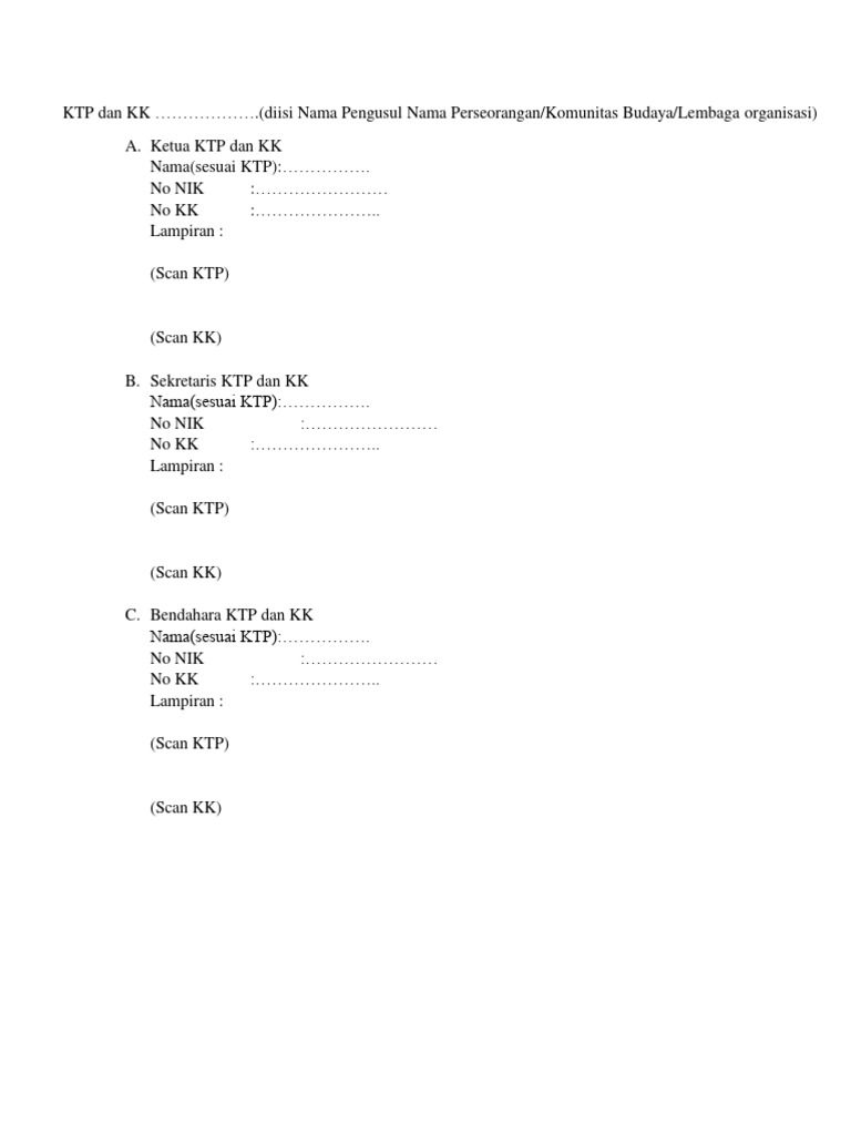 Format KTP Dan KK | PDF