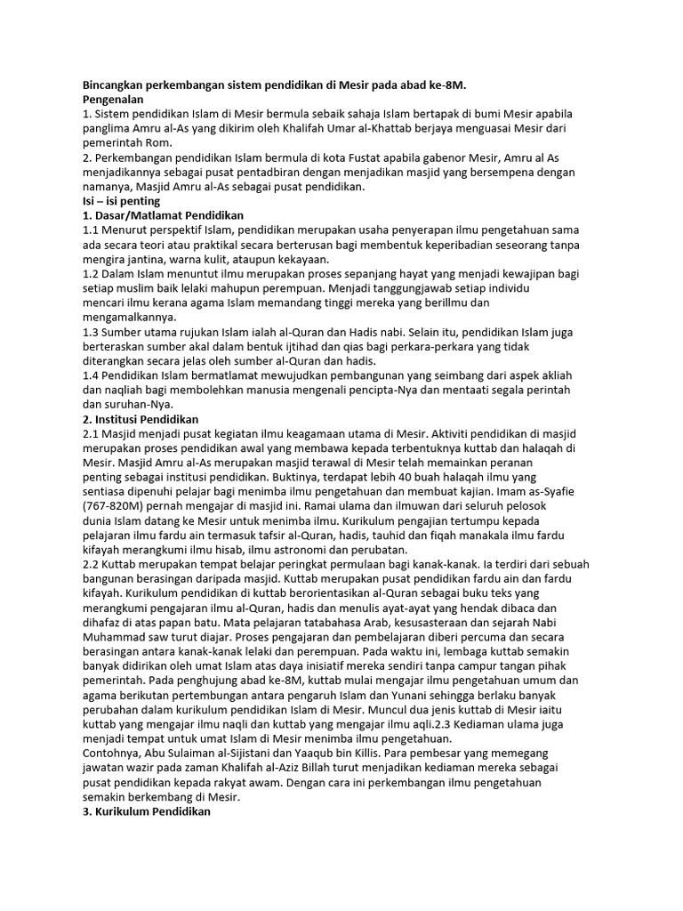 Sistem Pendidikan Di Mesir | PDF
