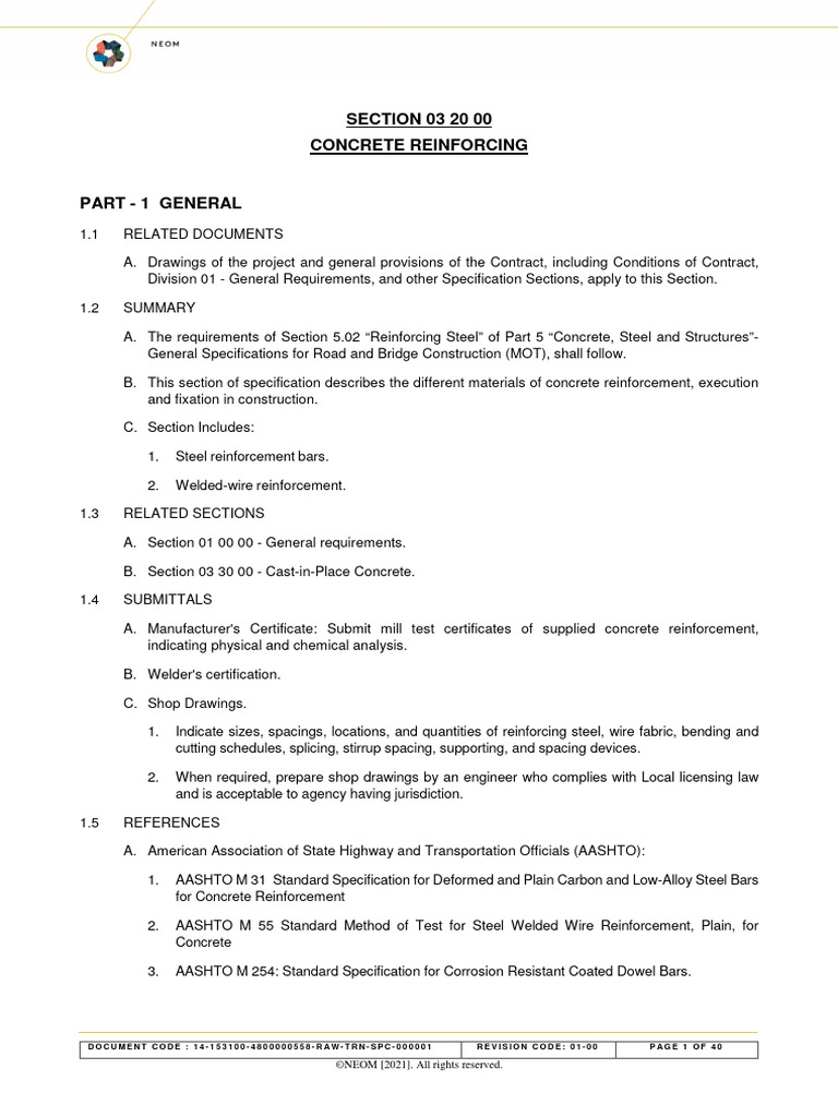 03 20 00 - Concrete Reinforcing | PDF