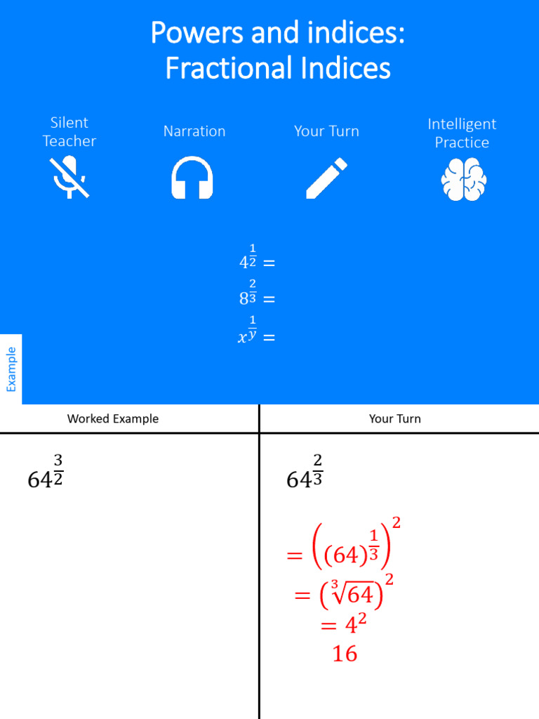 Fractional-Indices - EXPLANATION & CHALLENGE QUESTIONS | PDF