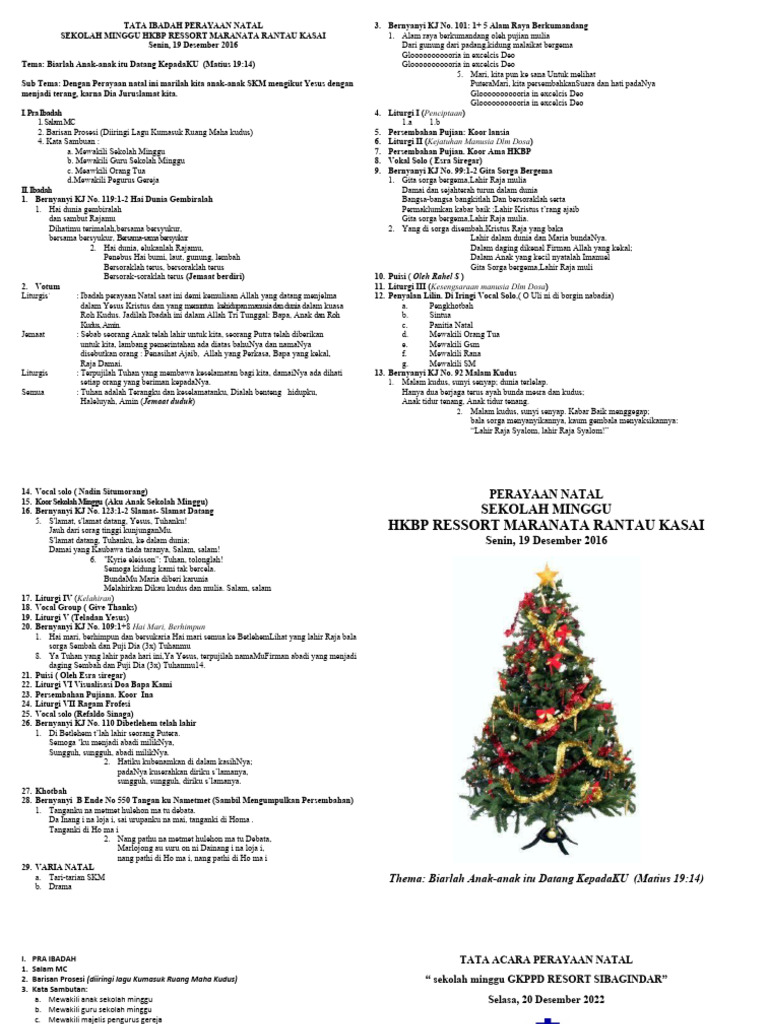 Tata Ibadah Perayaan Natal Sekolah Mingg | PDF