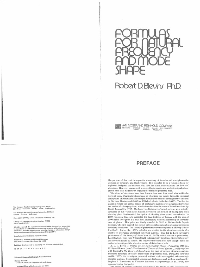 Robert D. Blevins - Formulas For Natural Frequency and Mode Shape-Van ...