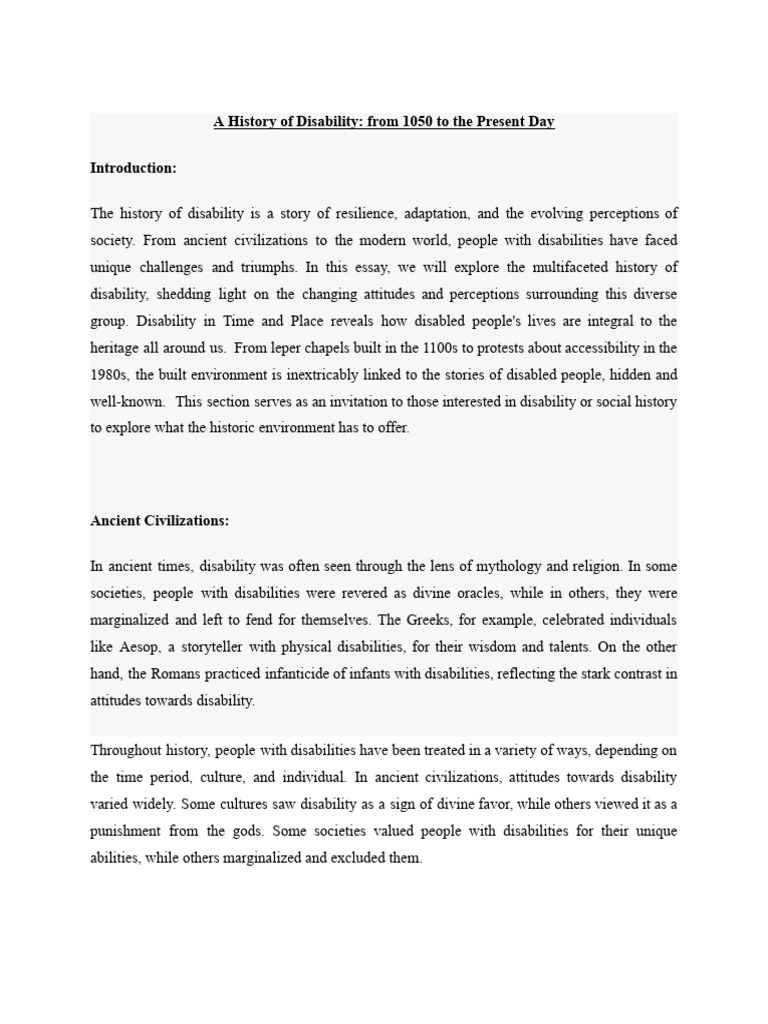 A History of Disability - From 1050 To The Present Day | PDF