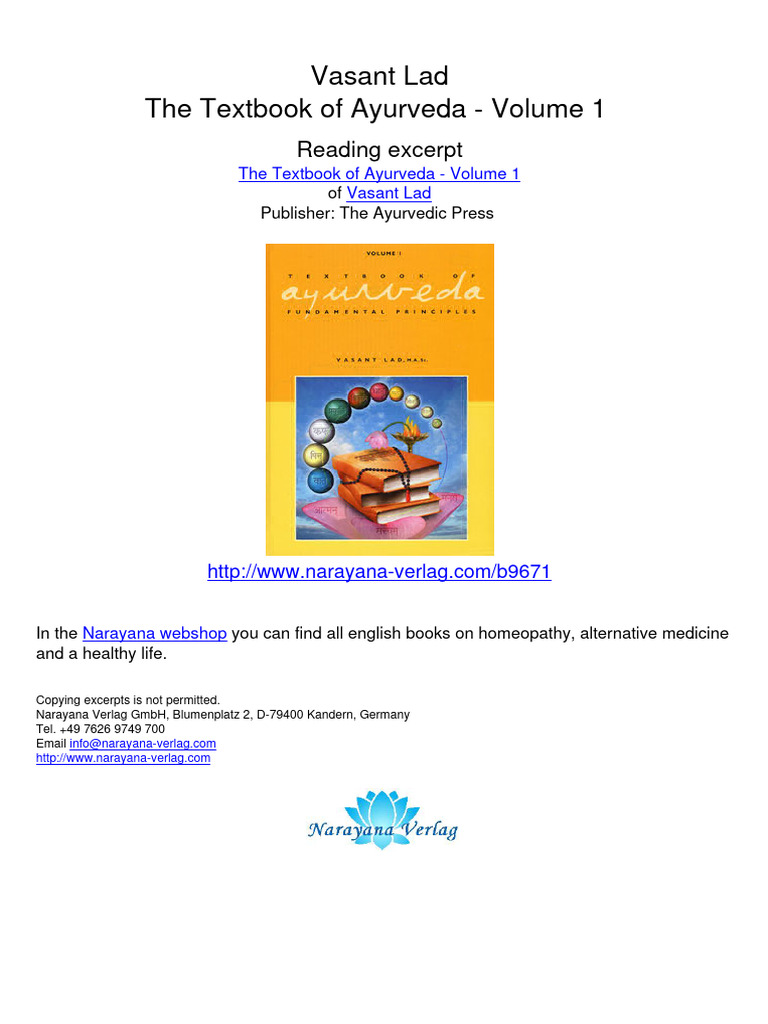 The Textbook of Ayurveda Volume 1 Vasant Lad.09671 | PDF