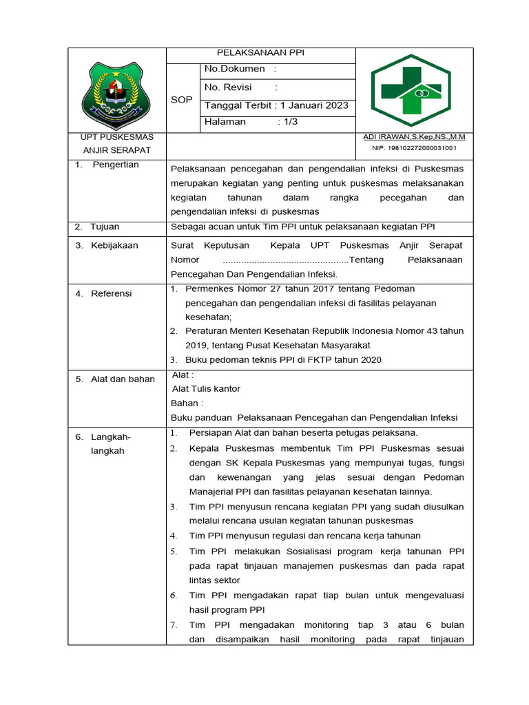Sop Pelaksanaan Ppi | PDF
