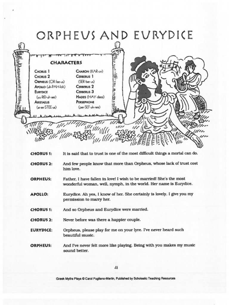 Week 22 Orpheus and Eurydice Play | PDF