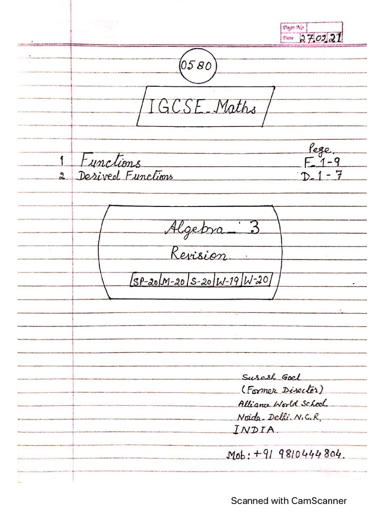 Ig 0580 Algebra 3 Revision | PDF