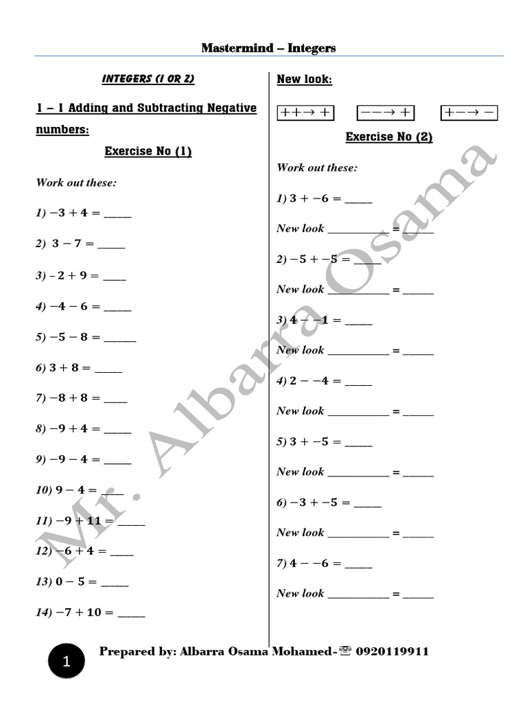 Grade 8 Integers Mastery Workbook | PDF | Numbers | Discrete Mathematics