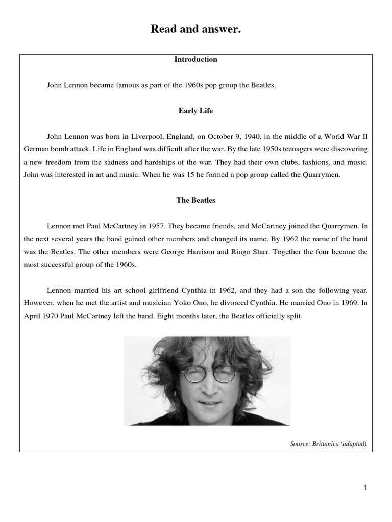 Simple Past - John Lennon | PDF | John Lennon | The Beatles