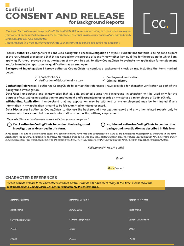 CC BI Form | PDF | Background Check | Government