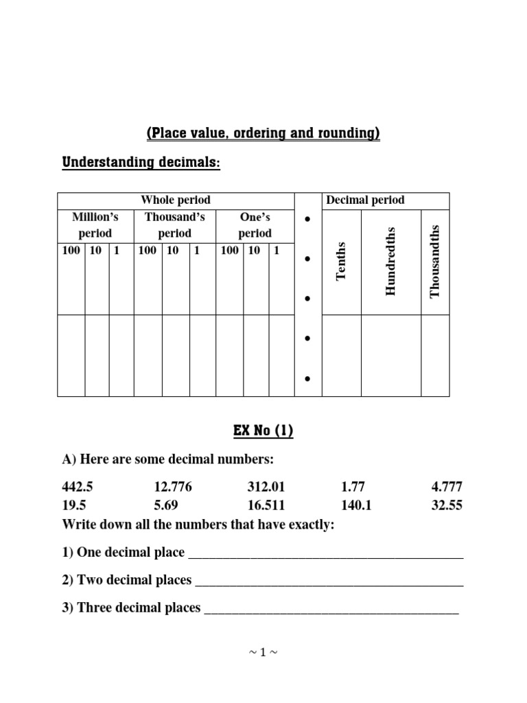 Unit 3 (Place Value, Ordering and Rounding) | Download Free PDF ...