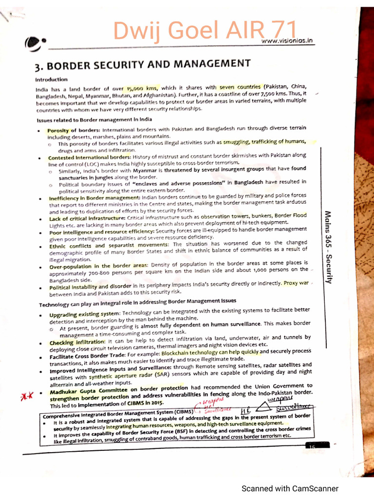 GS3 Internal Security. Dwij | PDF