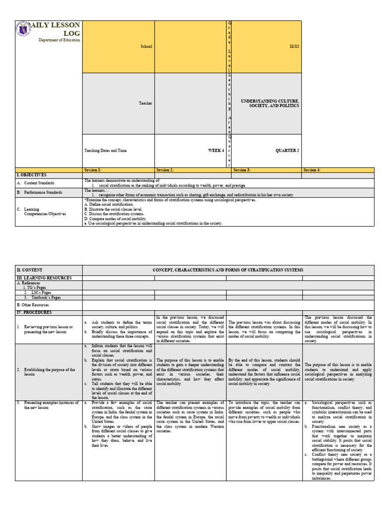 Ucsp Q2 Week4 | PDF | Social Stratification | Social Mobility