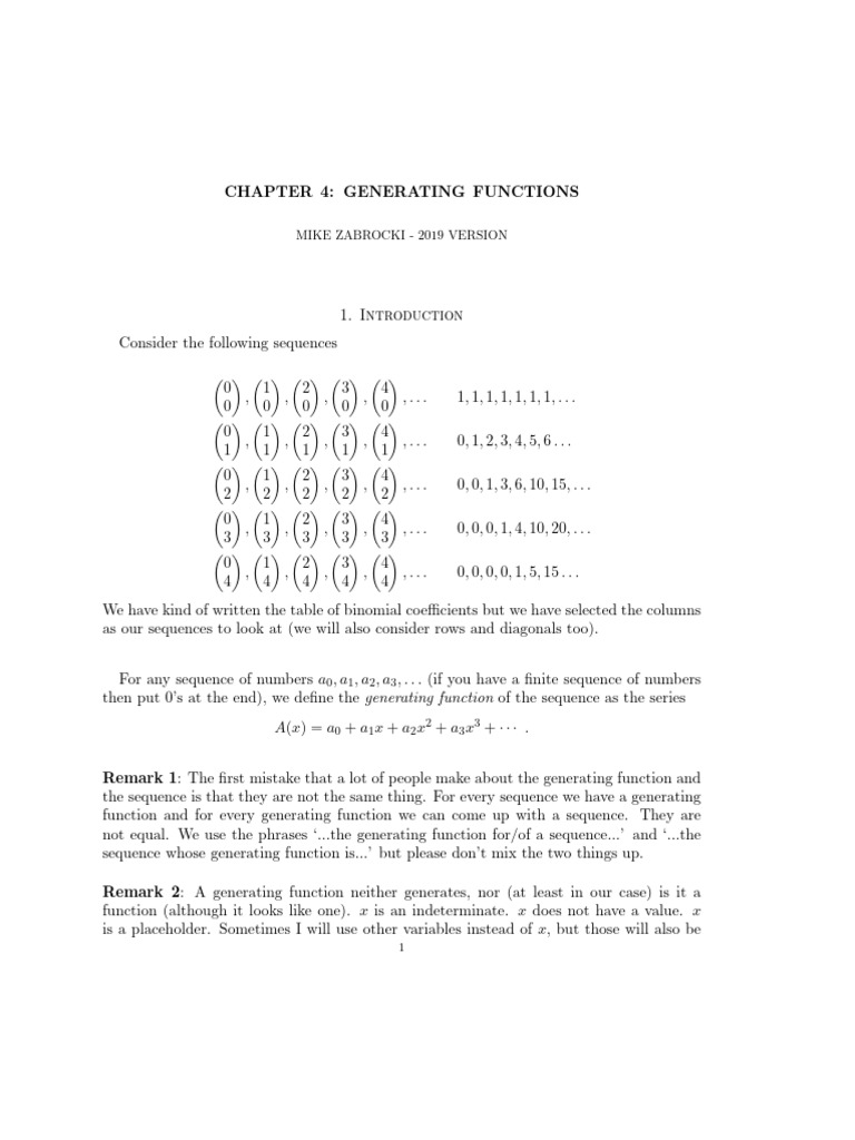 ch4 - Generating - Functions #3 | PDF | Function (Mathematics) | Equations ch4 - Generating - Functions #3 | PDF | Function (Mathematics) | Equations