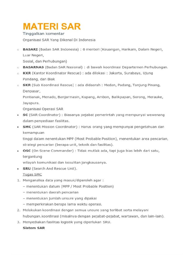 Materi Dasar Sar | PDF