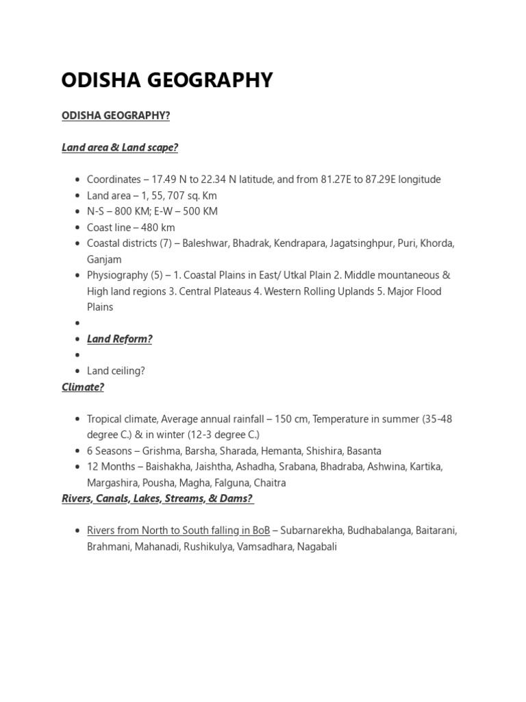 Odisha Geography | PDF | Agriculture | Earth Sciences