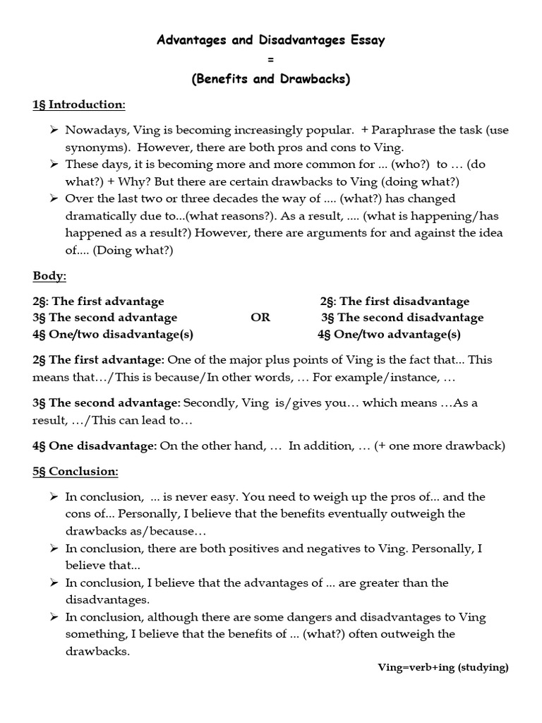 Essay - Sample - Advantages and Disadvantages Essay | PDF