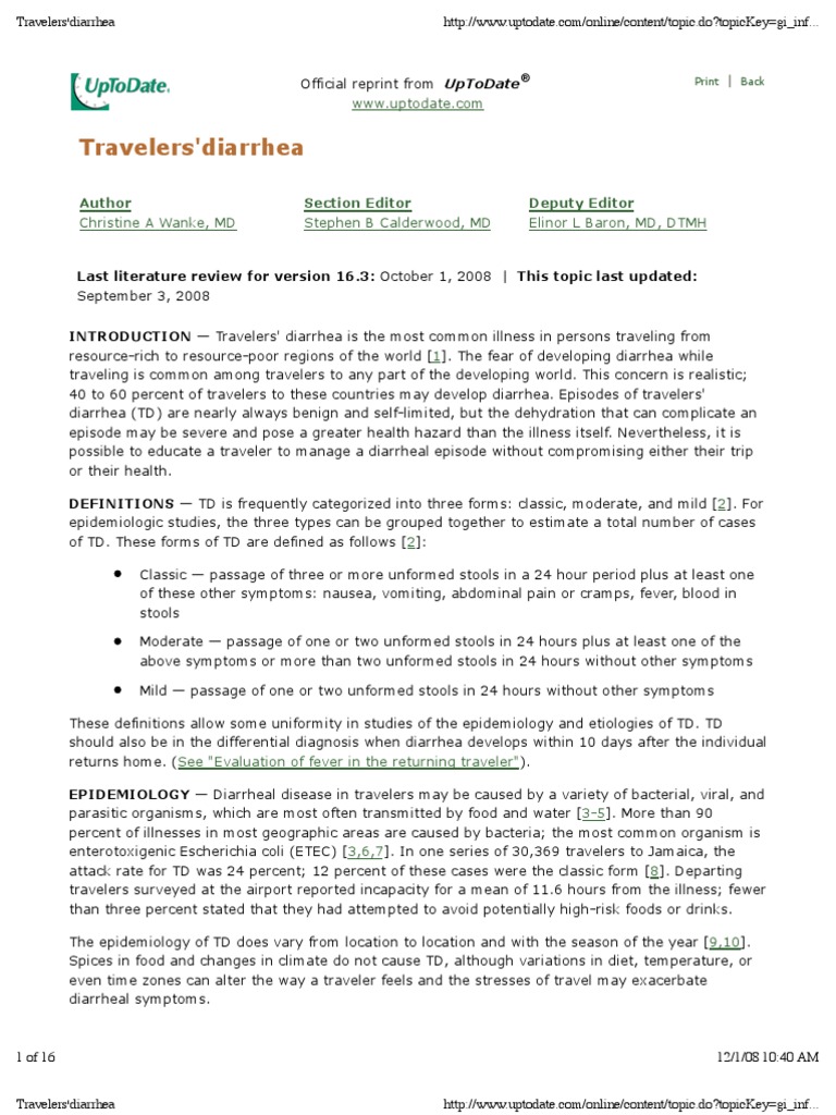 Travelers Diarrhea | PDF | Diarrhea | Antibiotics