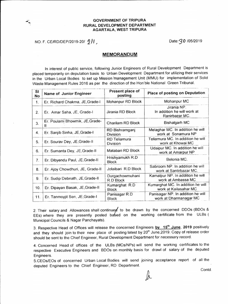 Deputation Order | PDF