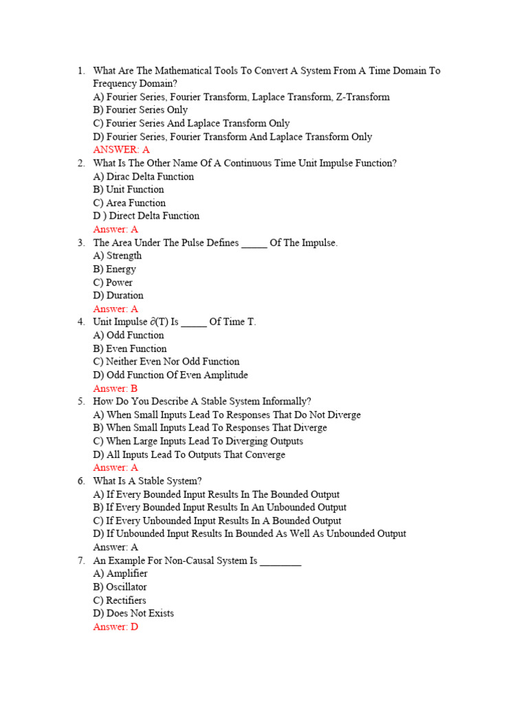 Model Exit Exam Signal and System Part One 1 | Download Free PDF | Fourier Transform | Fourier ...