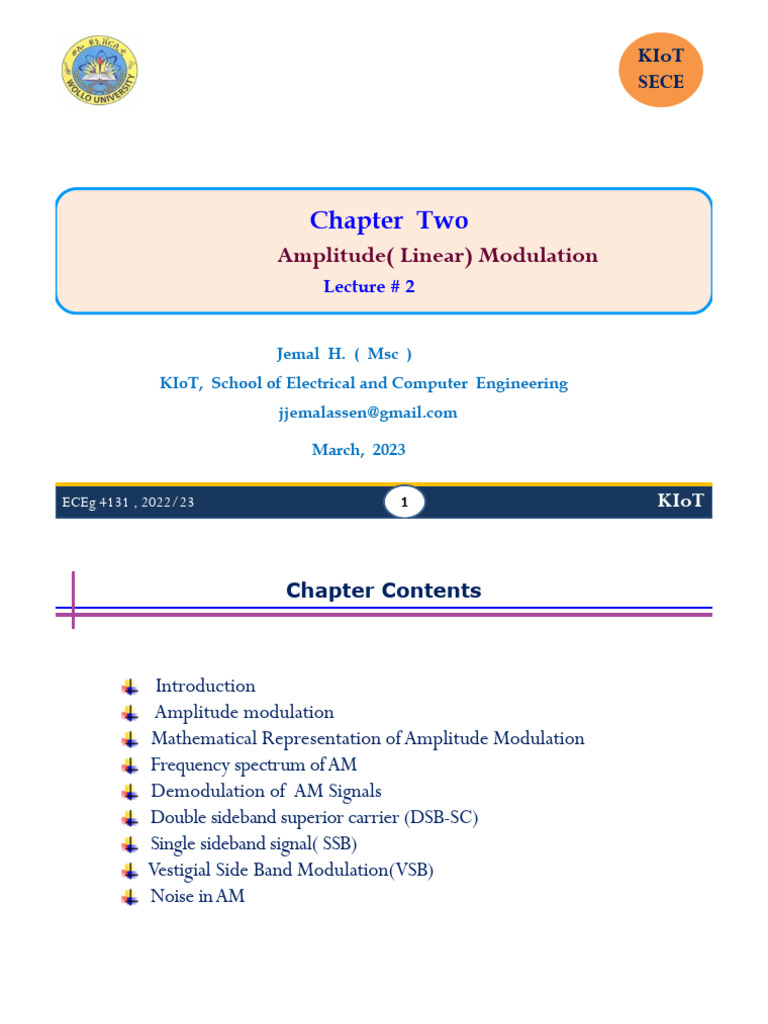 Chap 2 Am Modulation Pdf Modulation Detector Radio