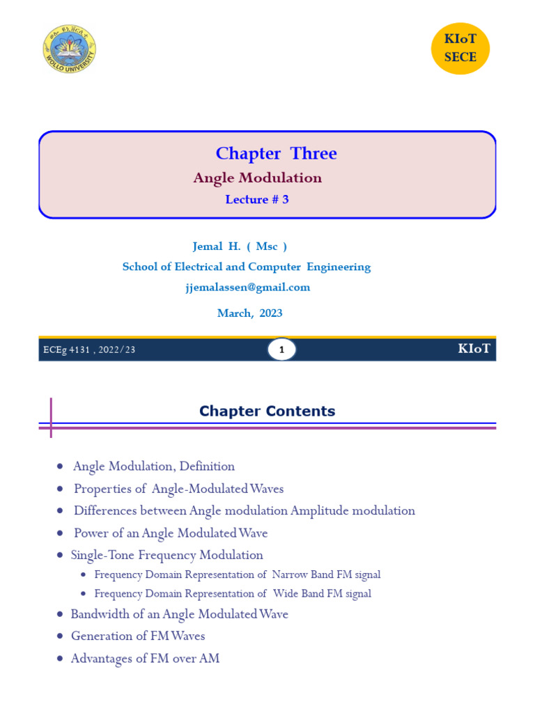 Chap 3 Angle Modulation Pdf Frequency Modulation Modulation