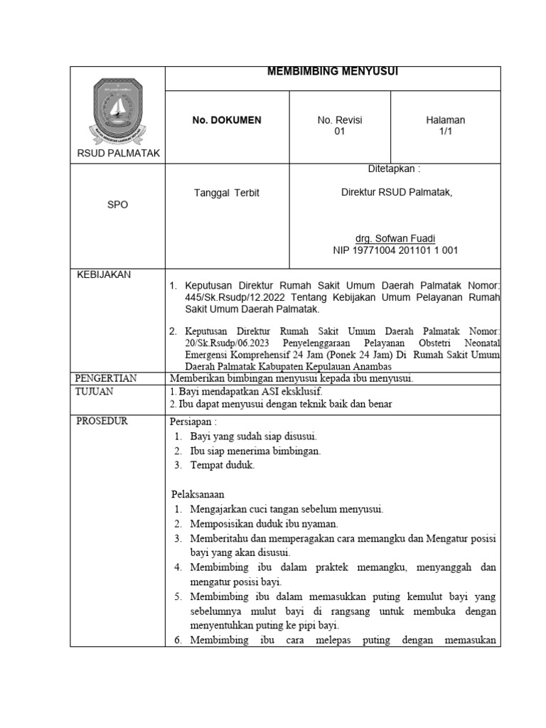 Spo Membimbing Menyusui Revisi | PDF