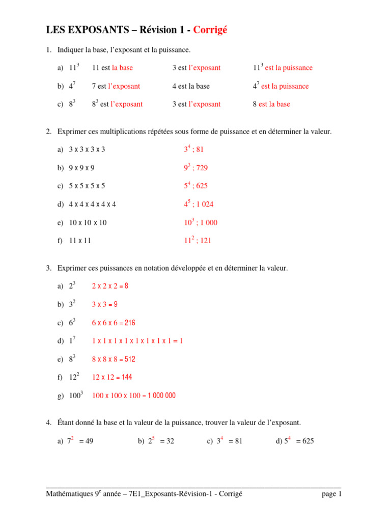 7E2 Revision-1 Exposants 9N1 Corrige | PDF | Échecs | Théorie (échecs)