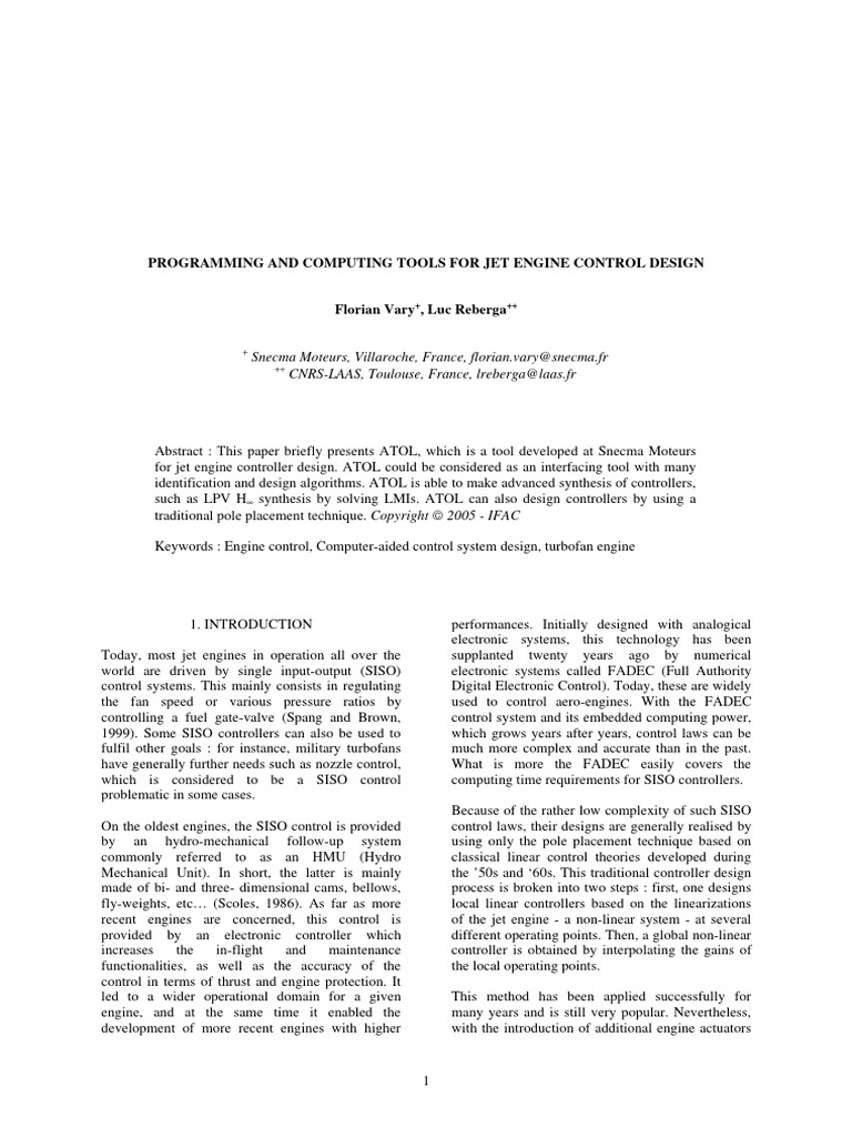 Conf-2005-Programming and Computing Tools For Jet Engine Control Design ...