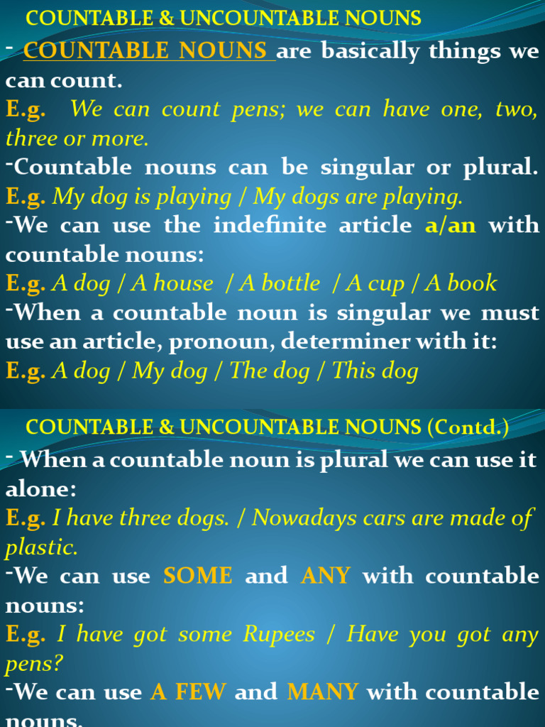 Countable and Uncountable Nouns-English Grammar Lessons (By Anselm ...