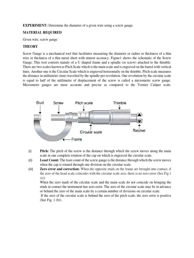 Screw Guage Pdf Metrology Mechanical Engineering