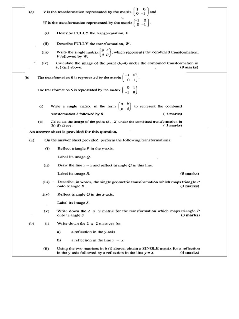 Worksheet On Transformations | PDF