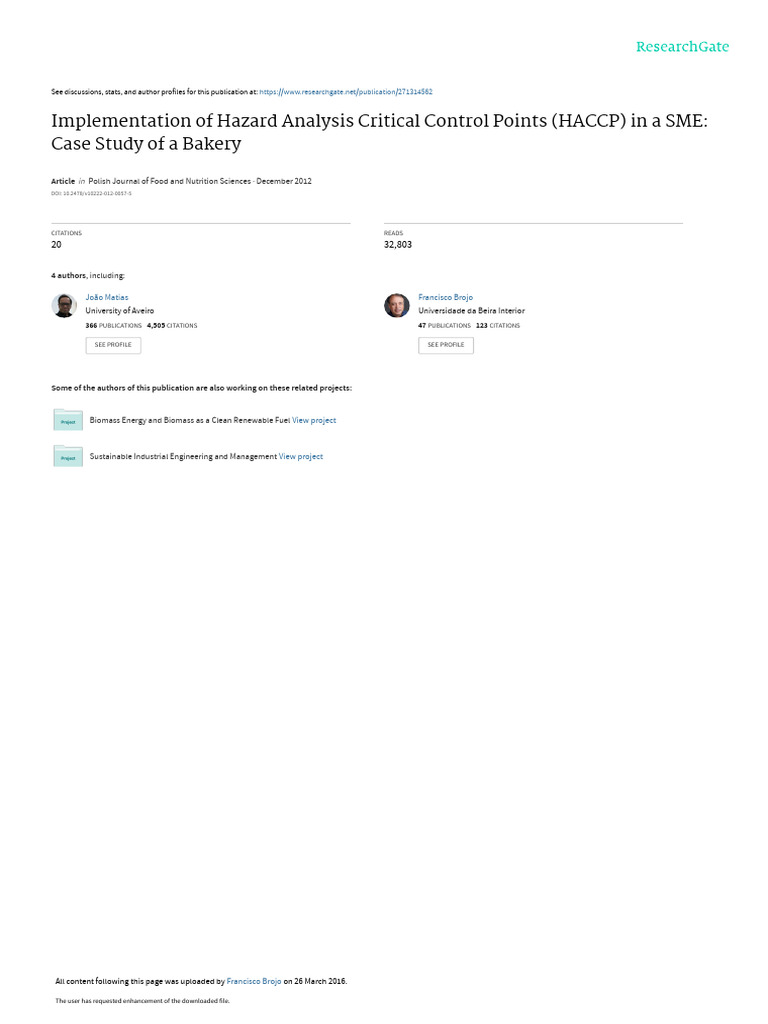 Implementation of Hazard Analysis Critical Control | Download Free PDF ...