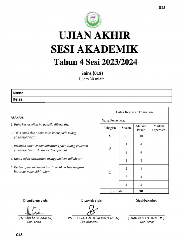 Uasa Sains Tahun 4 | PDF