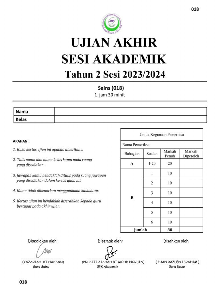 Uasa Sains Tahun 2 | PDF