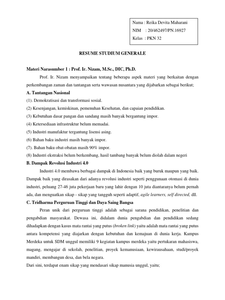 Resume Studium Generale | PDF