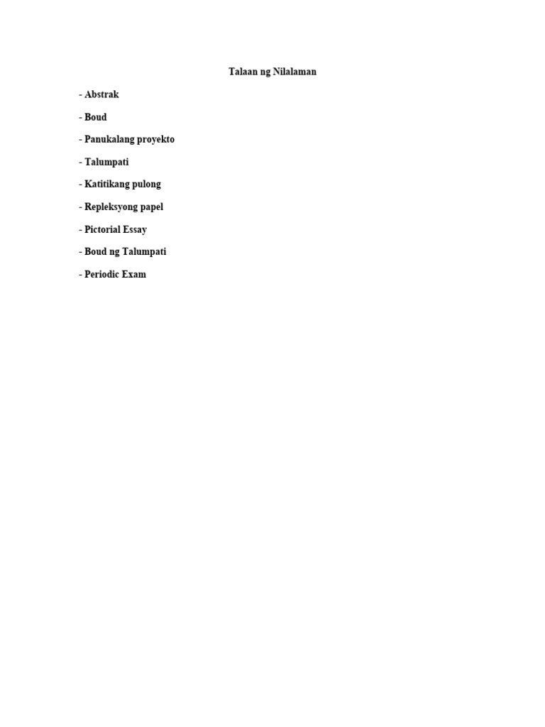 Talaan Ng Nilalaman | PDF