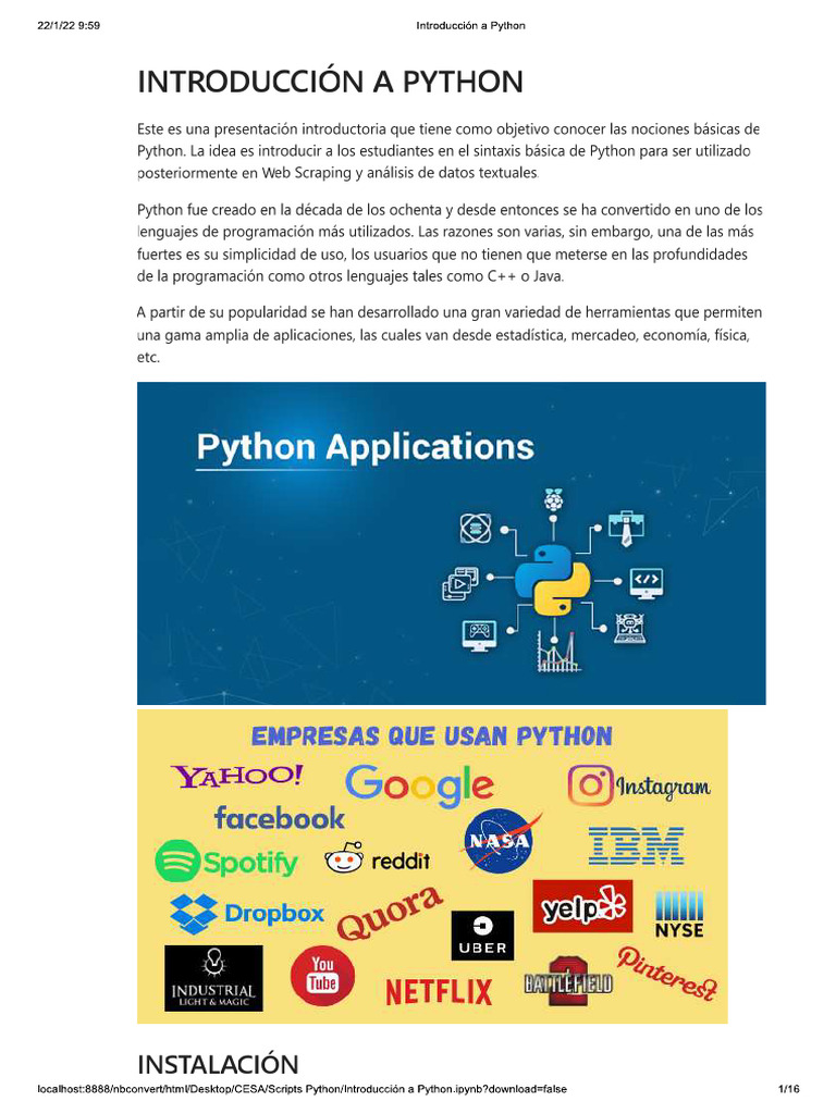 Introducción A Python | PDF