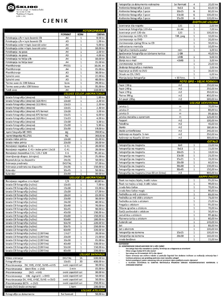 CJENIK SKLJOCnovo | PDF